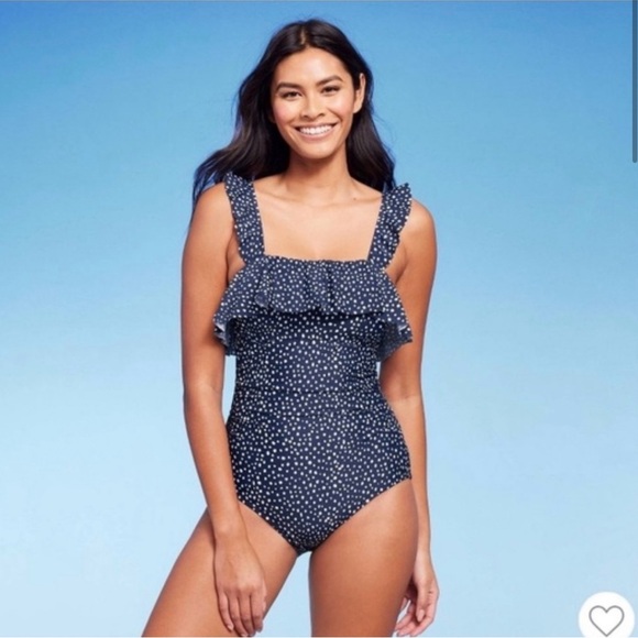 Kona Sol | Swim | Nwt Kona Sol Navy Blue White Polka Dot Ruffle One ...